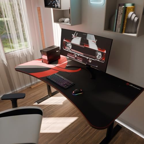 Arozzi Arena Gaming Desk 63" Wide, Ultrawide Curved Gaming and Office ...