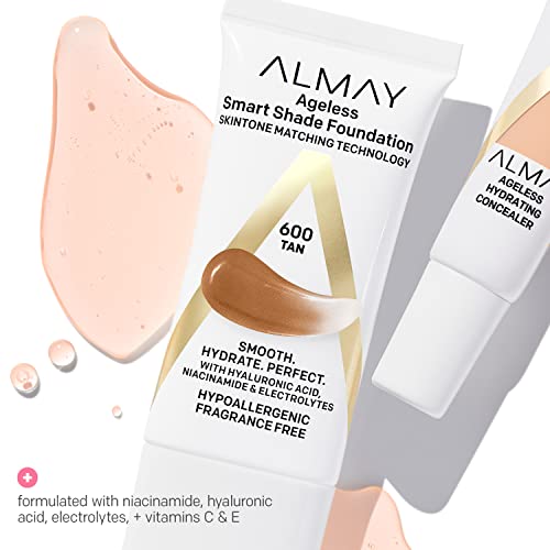 Almay Anti-Aging Foundation, Smart Shade Face Makeup with Hyaluronic ...