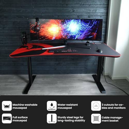 Arozzi Arena Gaming Desk 63" Wide, Ultrawide Curved Gaming and Office ...